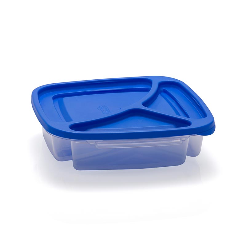 Recipiente con Tres Divisiones Triple Cuadrado de Plástico 1.25 L Refr ...